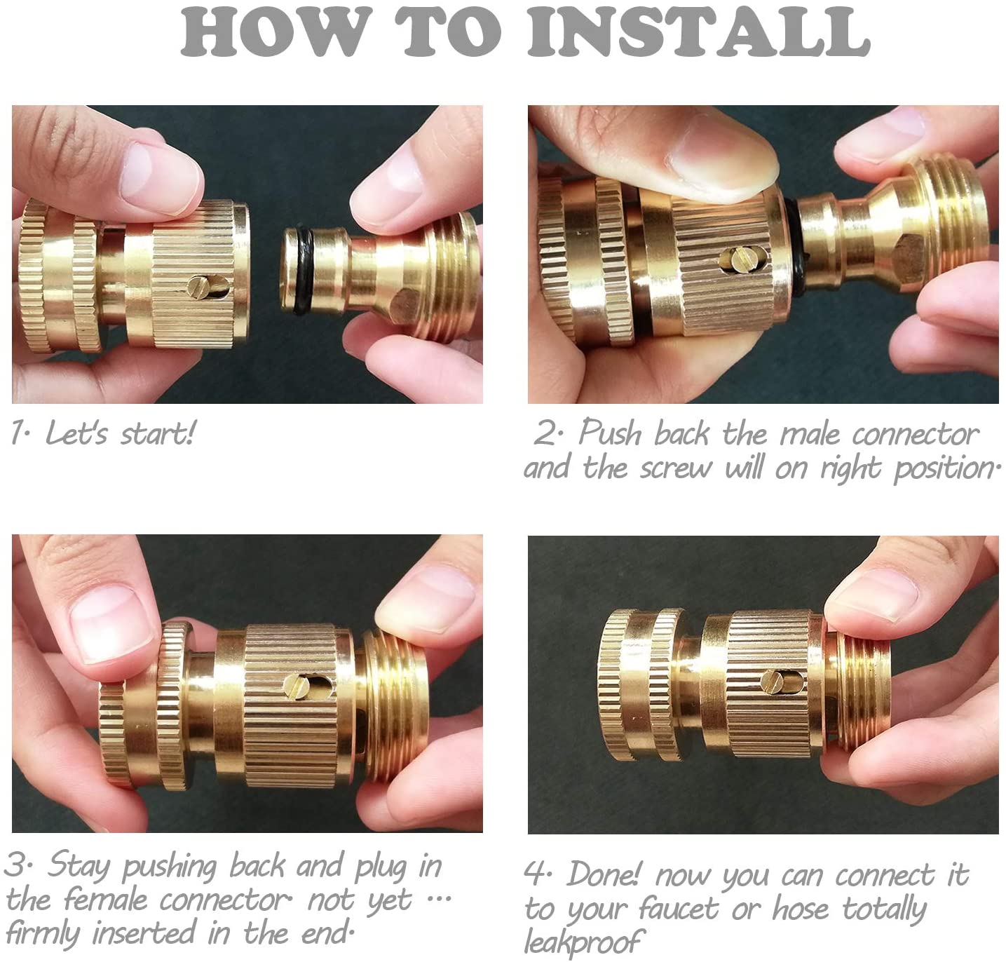 Hydrogarden Garden Hose Quick Connector Brass Quick Hose End Connector ...
