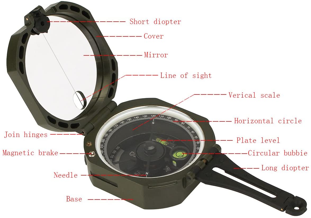 Svbony Waterproof Army Lensatic Sighting Compass with Inclinometer for Navigation Hiking Camping ...