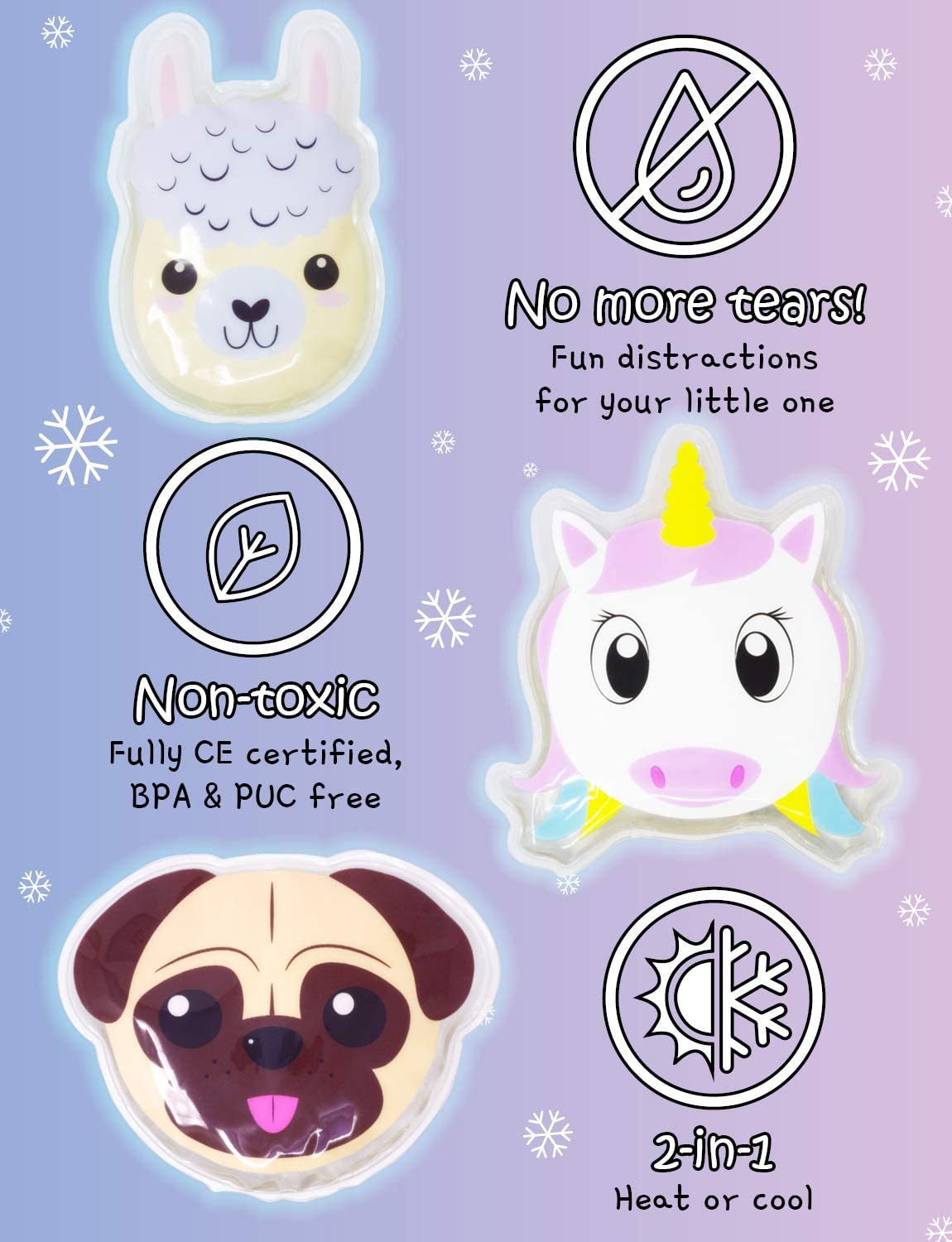 Cold Compress for Kids, Children Ice Pack Reusable – Fever, First Aid ...