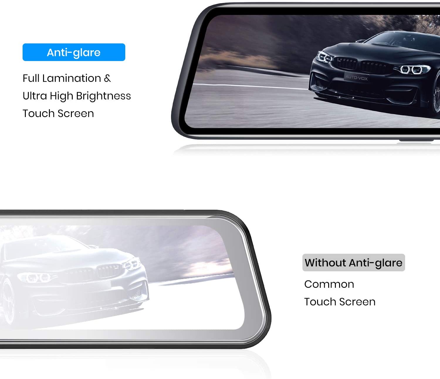 AUTO-VOX V5 Mirror Dash Cam 1080P Dual Dash Cam Front and Rear with ...