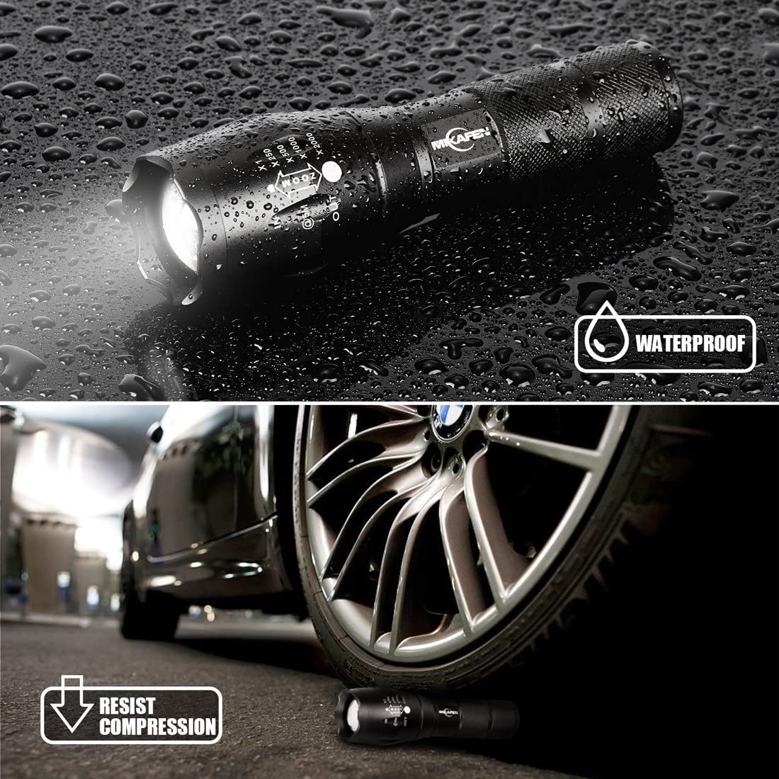 MIKAFEN LED Torch Rechargeable Torches LED Super Bright 1200 Lumens ...