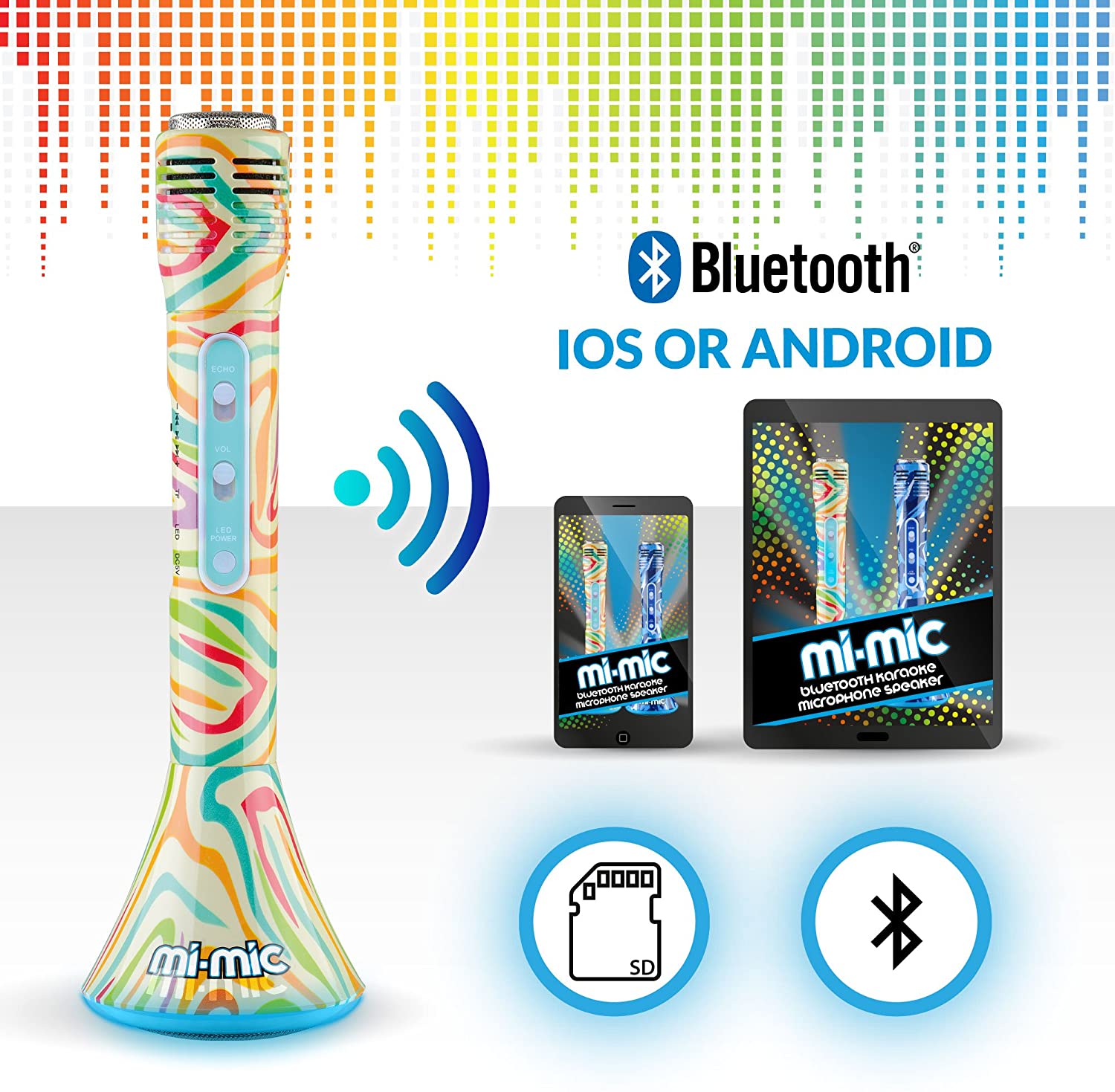 Mi-Mic Kids Karaoke Microphone Speaker with Wireless Bluetooth and LED ...