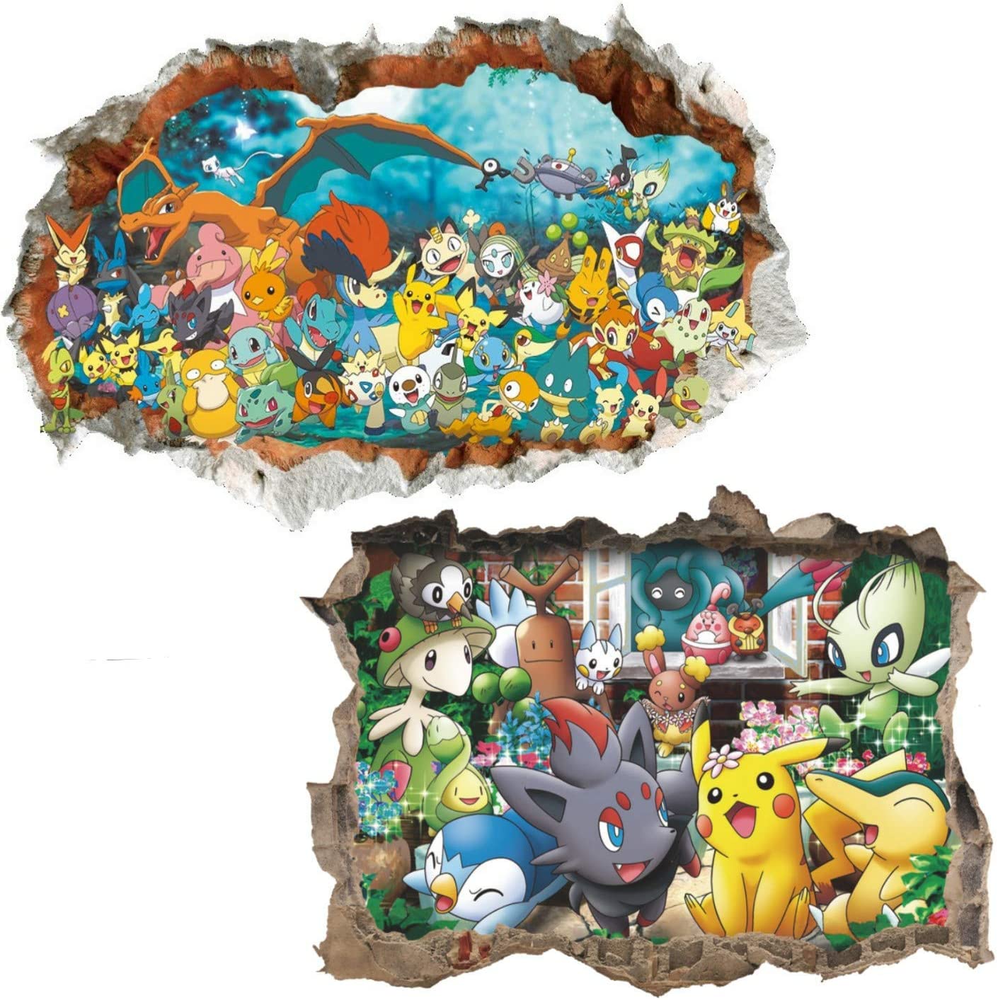 Kibi 2 Pieces Pokemon Stickers | Pikachu Wall Sticker for Children Wall ...