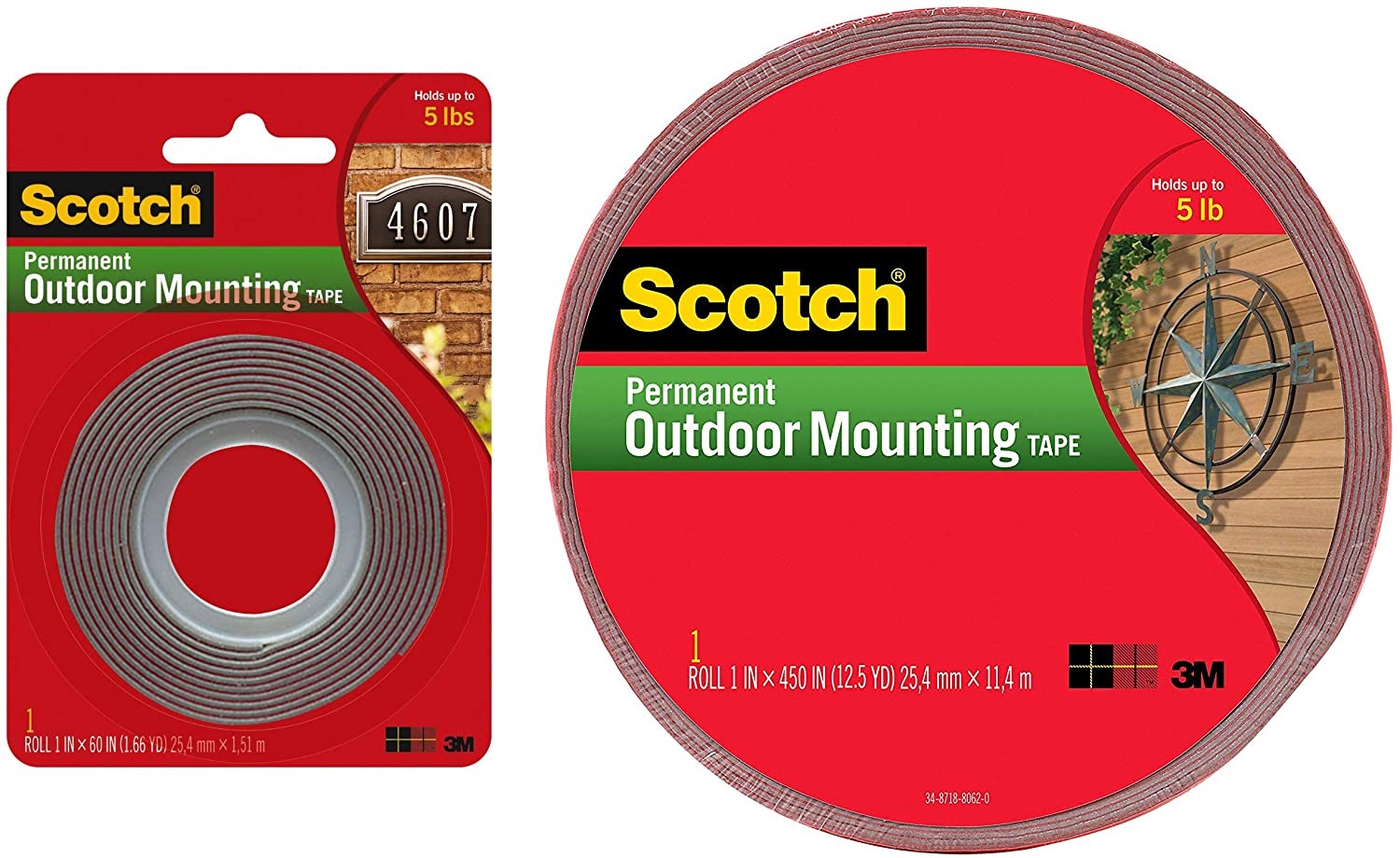 3M Scotch 4011 Permanent Outdoor Mounting Tape: 1 in. x 60 in. (Grey ...
