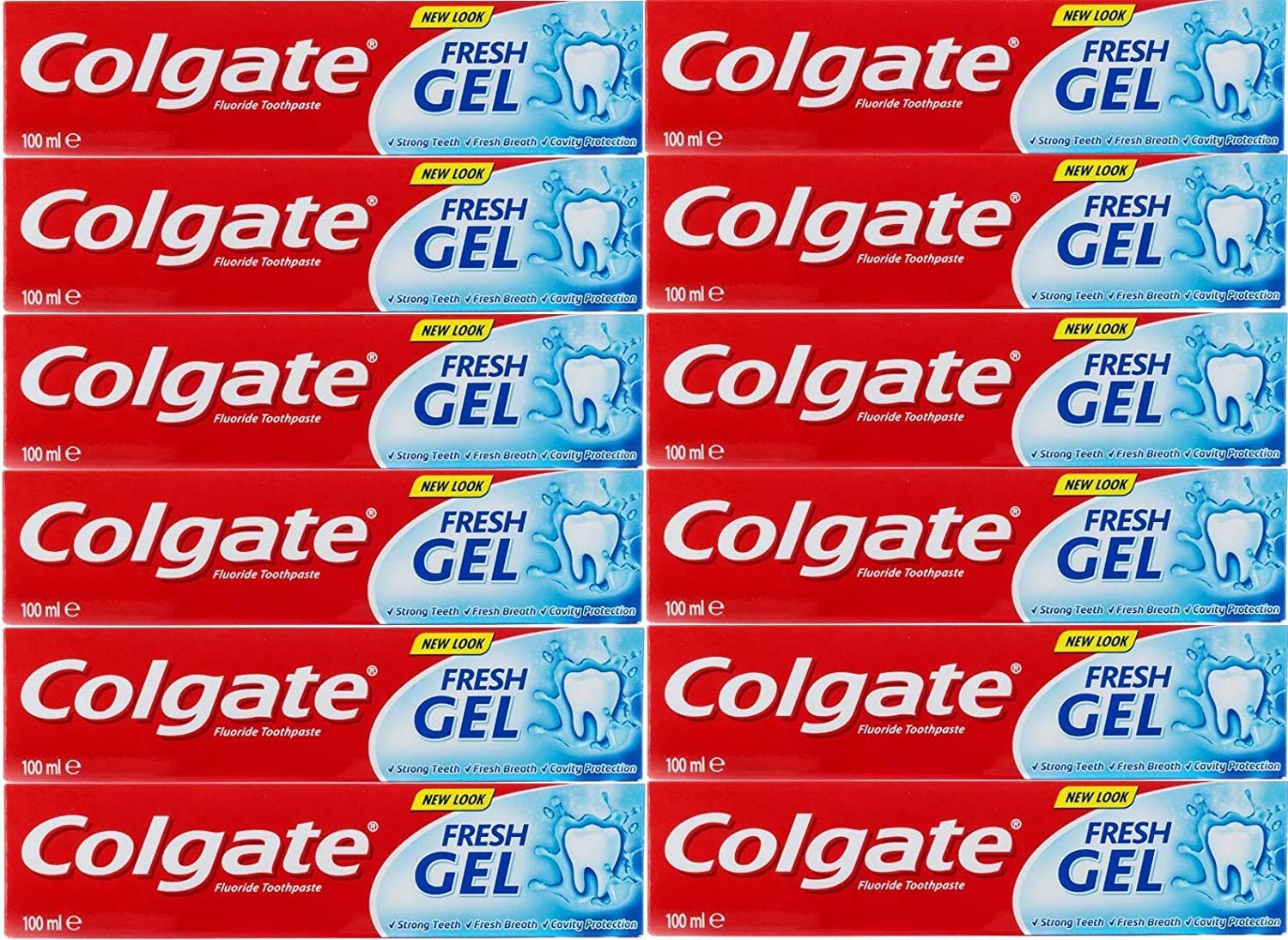 Colgate Fresh Gel Fluoride Toothpaste 100 Milliliter – Pack of 12 Tubes ...