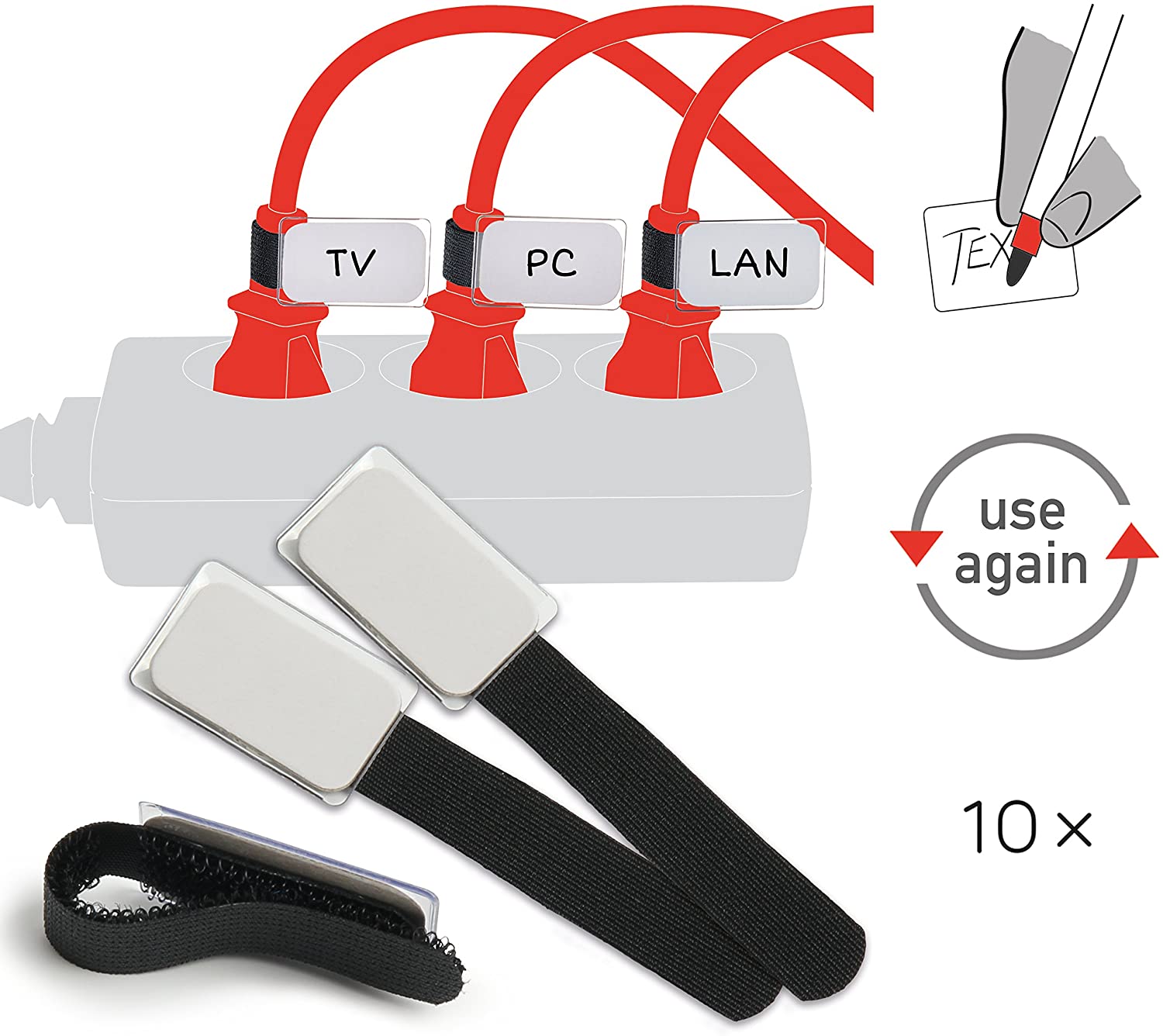 LABEL THE CABLE Small Hook and Loop Cable Labels for Perfect Cable ...