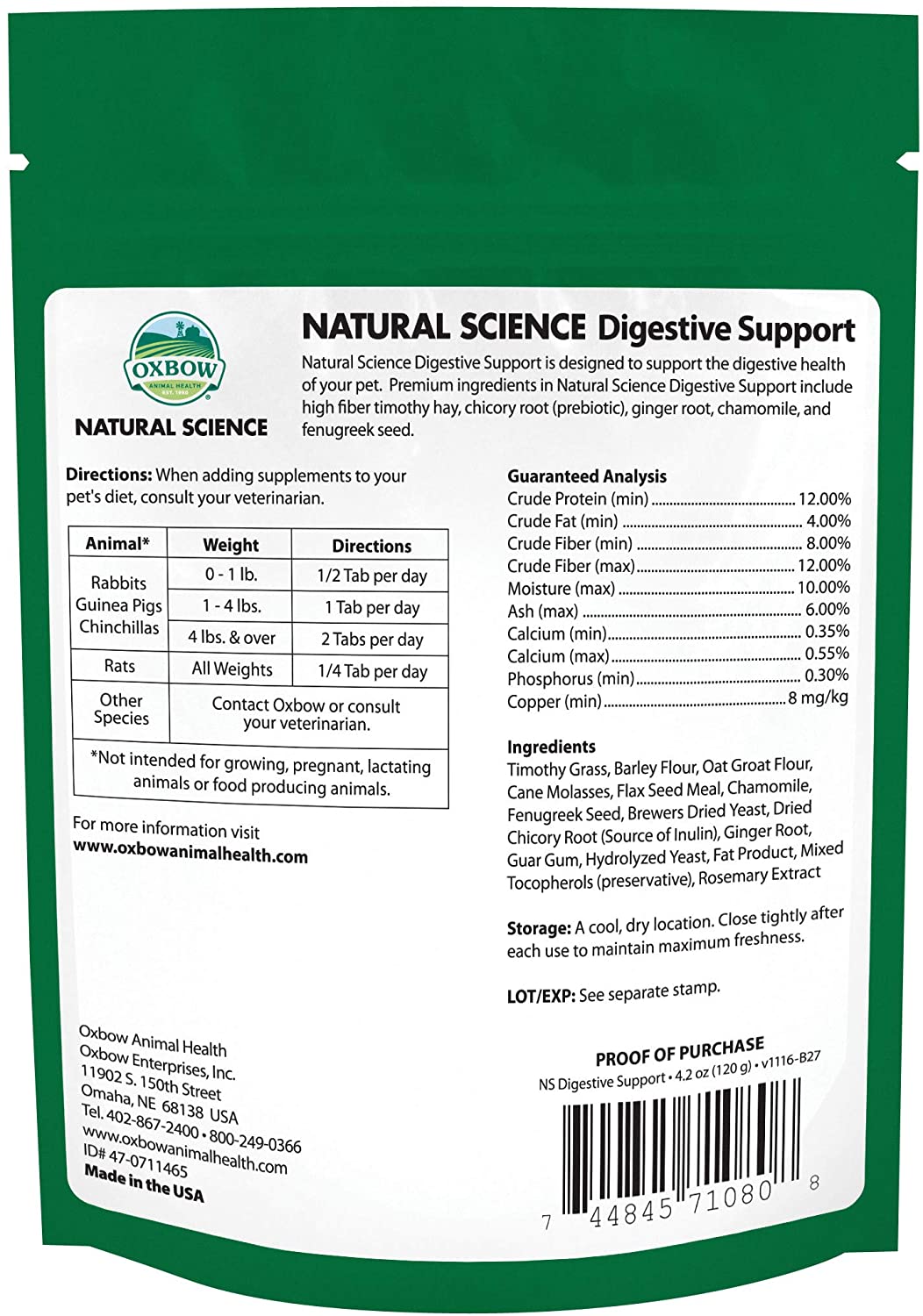 Oxbow Natural Science Digestive Support – BigaMart