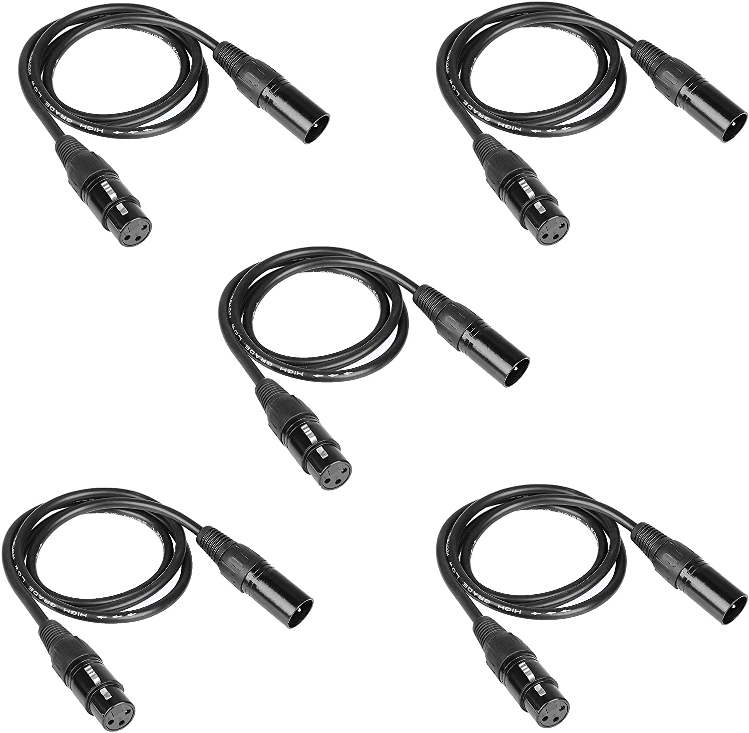 wonsung 5PCS 2m long dmx 512 Cable dmx 6.5ft 3 Pin True Dmx Cable male ...
