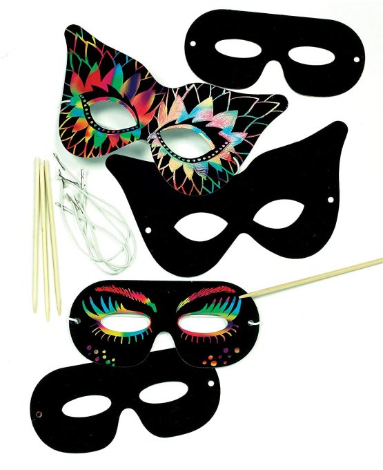Baker Ross EK2266 Scratch Art Masks (Pack of 10), Perfect for Children ...