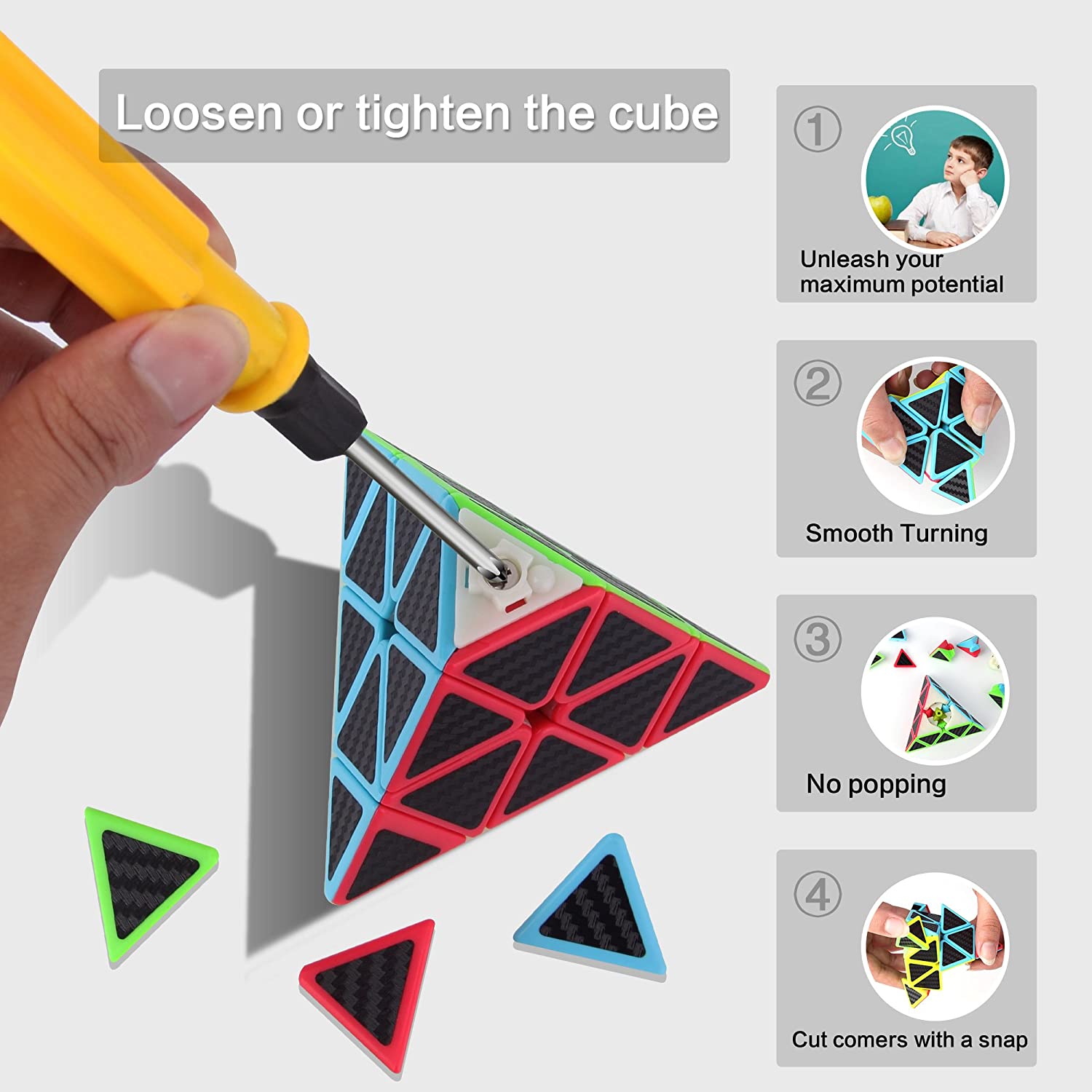 Roxenda Puzzle Cube Set, Magic Cube Set of 2x2x2 3x3x3 Pyramid Carbon ...