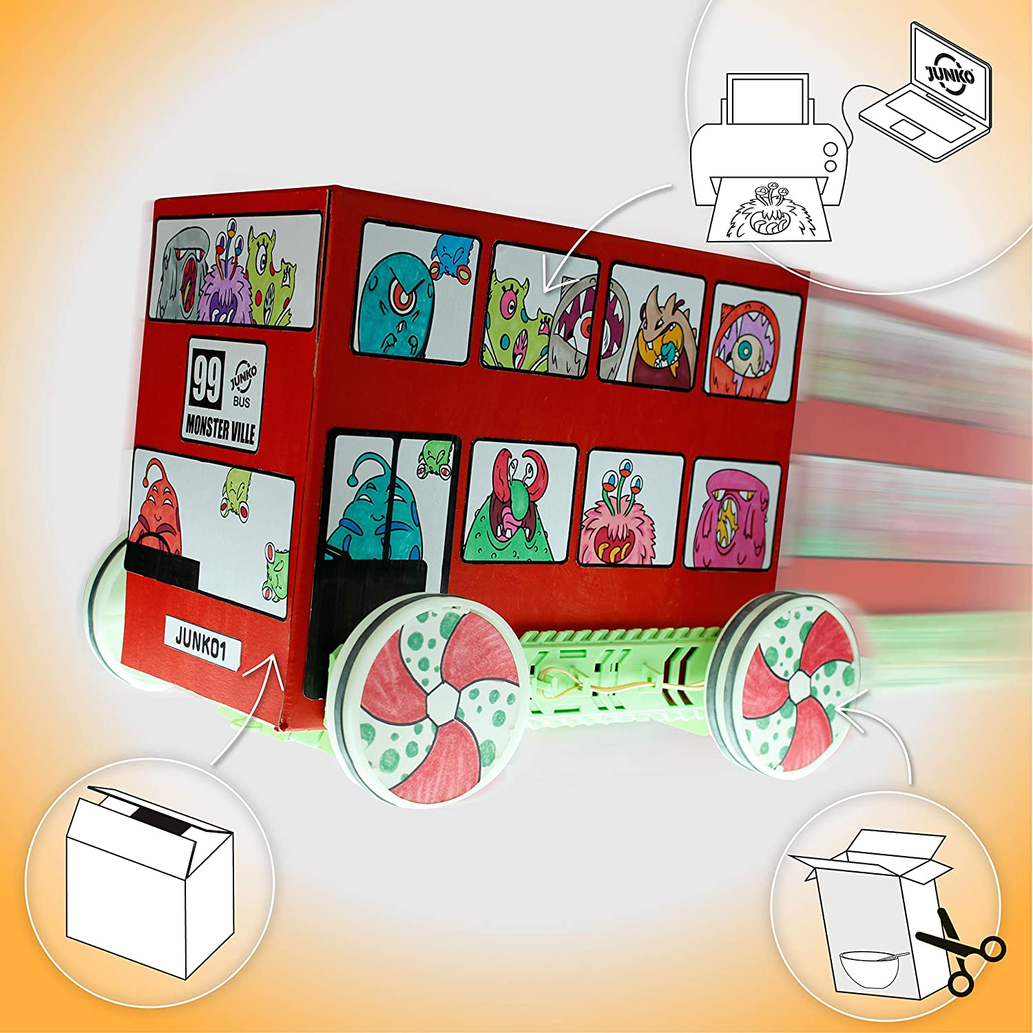 JUNKO Core Zoomer TOY CAR Kit – Make your own Toy Car Out of Recycled ...