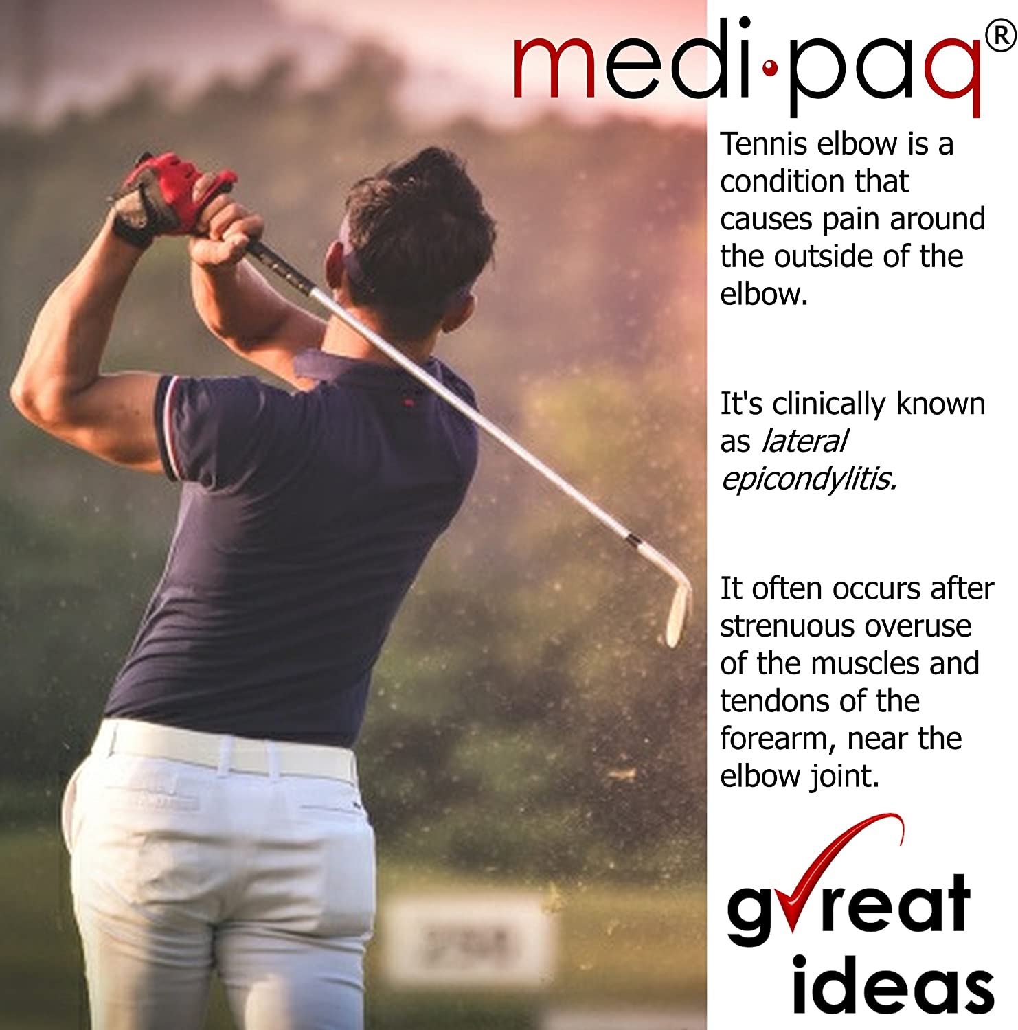 Medipaq® Tennis or Golfers Elbow Epicondylitis Support Clasp – Applies ...