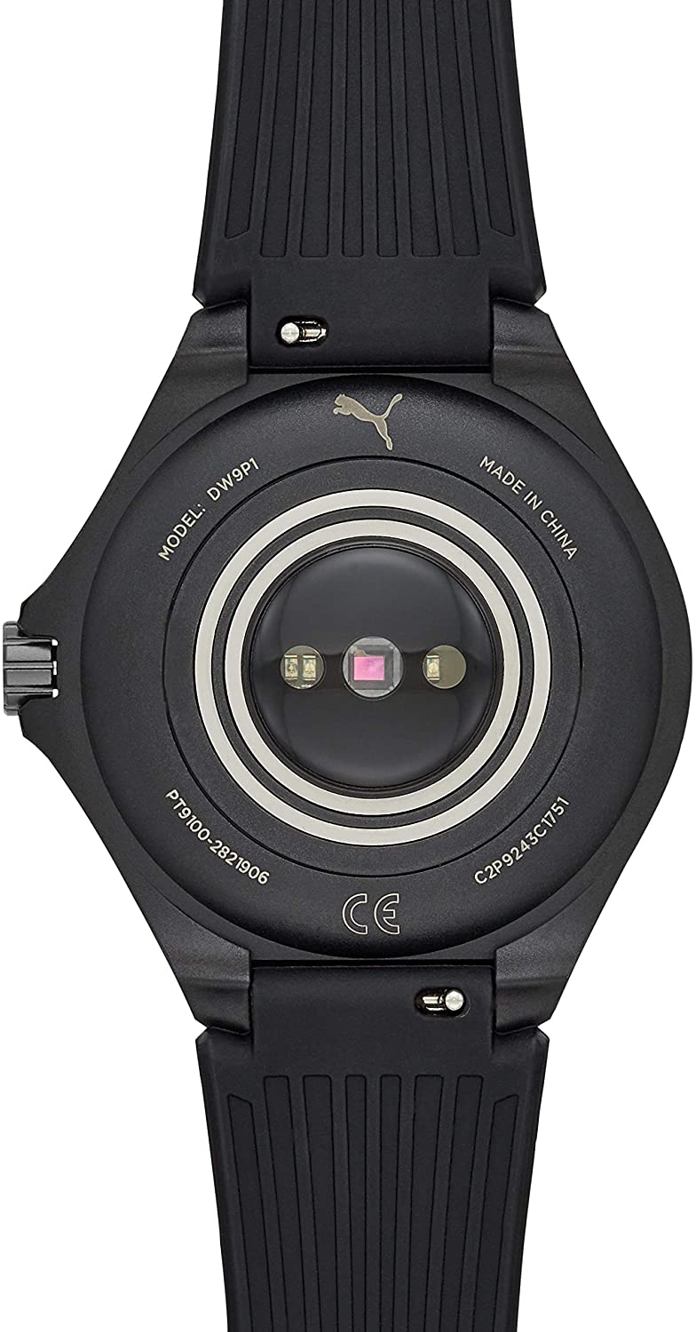 PUMA Sport – Men’s 44mm Heart Rate Smartwatch, Black Silicone Band ...