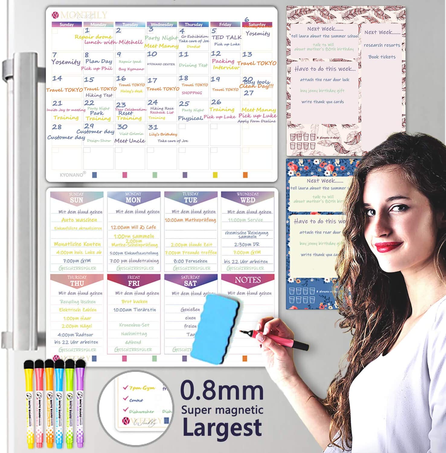 New! Magnetic Weekly Planner 4 Pack, KYONANO Family Planner, Magnetic ...