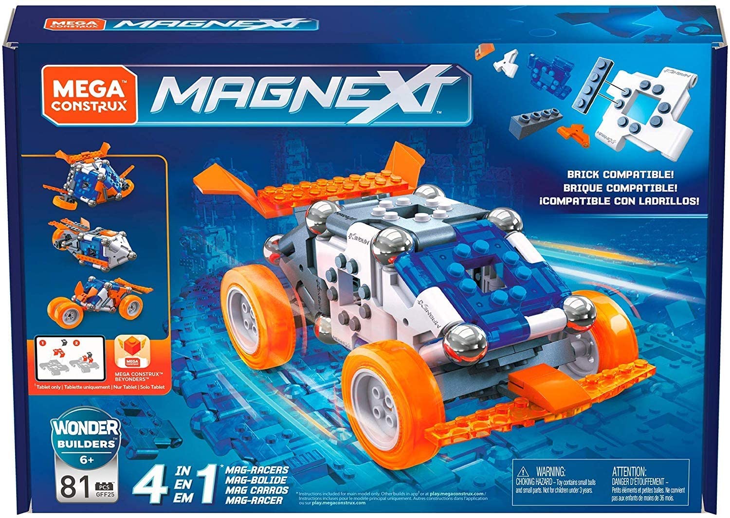 MEGA GFF25 Construx Magnext 4-in-1 Mag-Racers, Multicoloured – BigaMart