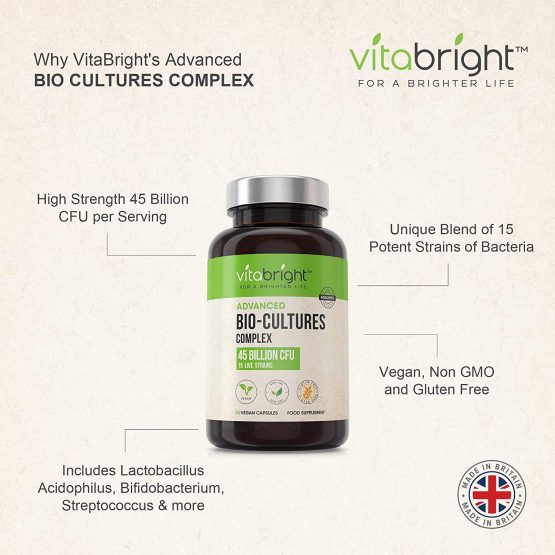 Probiotic Bio Cultures Complex – 45 Billion CFU Vegan Time Release ...
