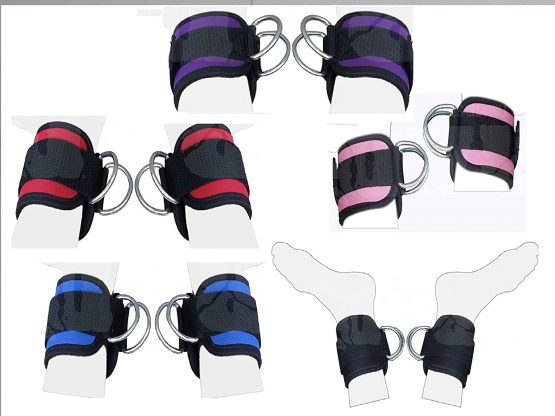 2Fit Ankle Strap D-Ring Cuffs Workout Cuff Straps Cable Machine Double ...