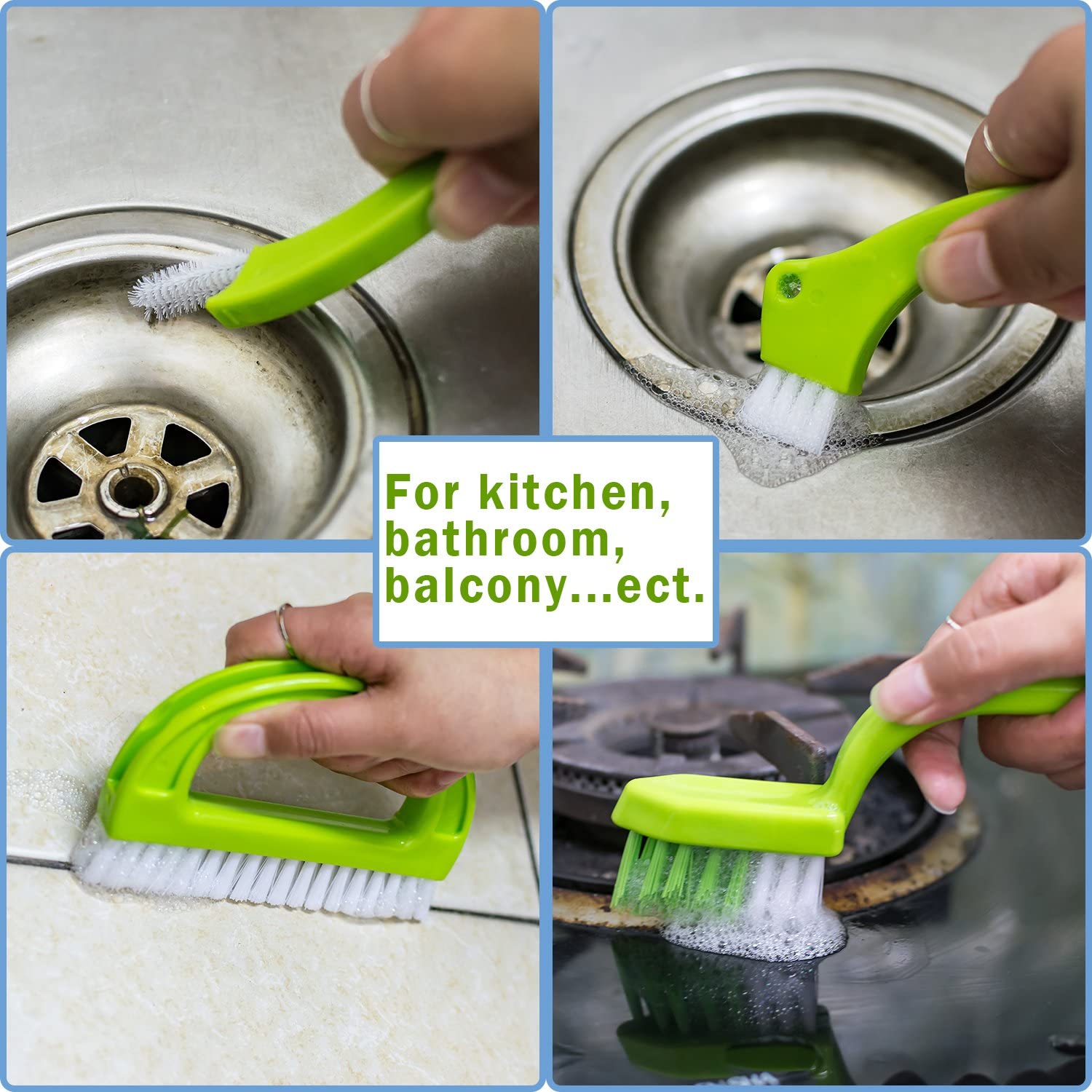 Tile Brushes Grout, Tinabless 3 in 1 Grout Cleaning Brush,Tile Joint ...