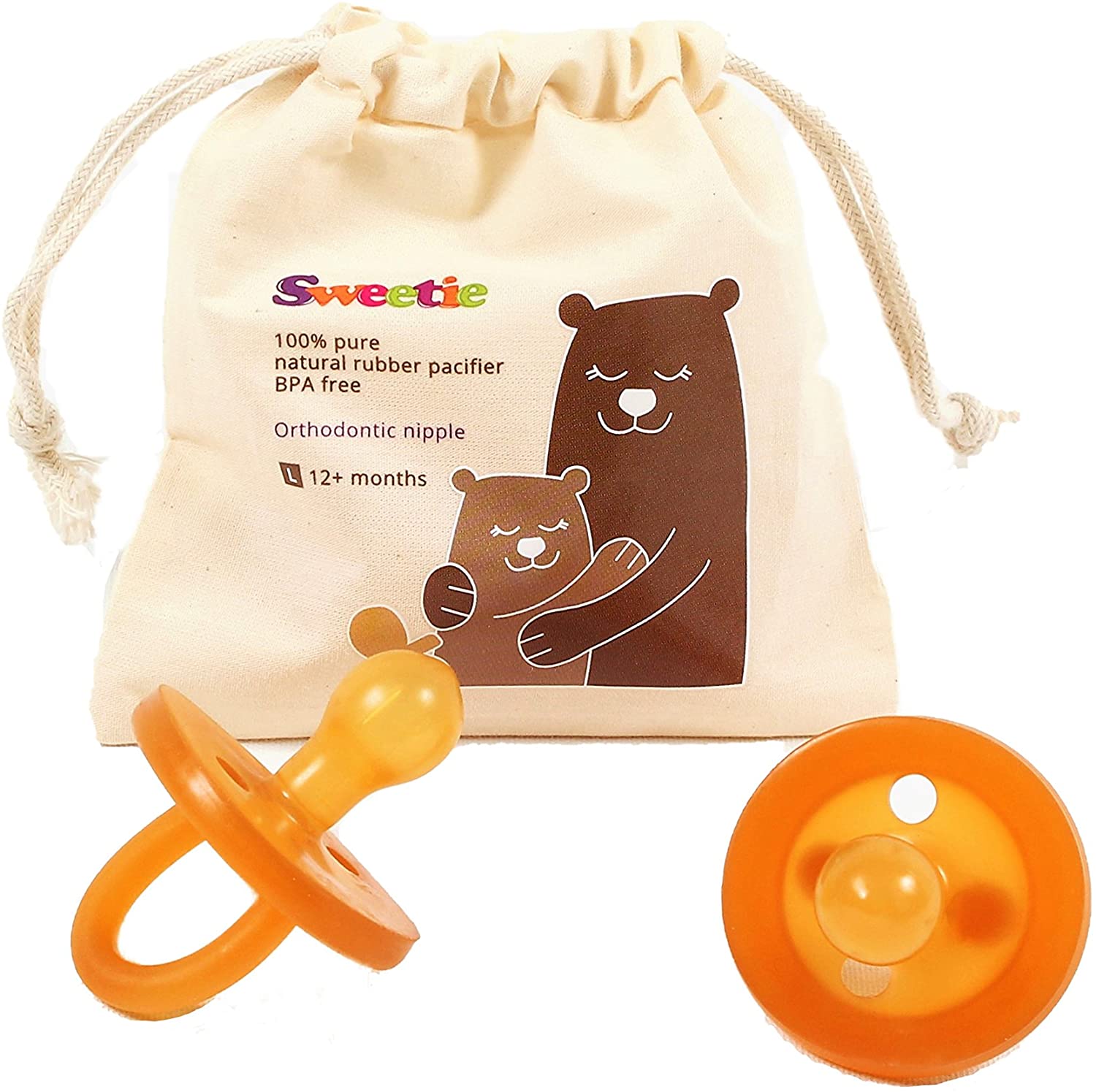 Sweetie Rubber Pacifier Natural Rubber Pacifier Rounded 1 Count 6-12 ...