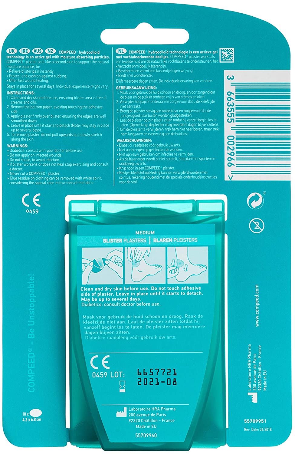 Compeed Medium Size Blister Plasters, 10 Hydrocolloid Plasters, Foot Treatment, Heal fast ...