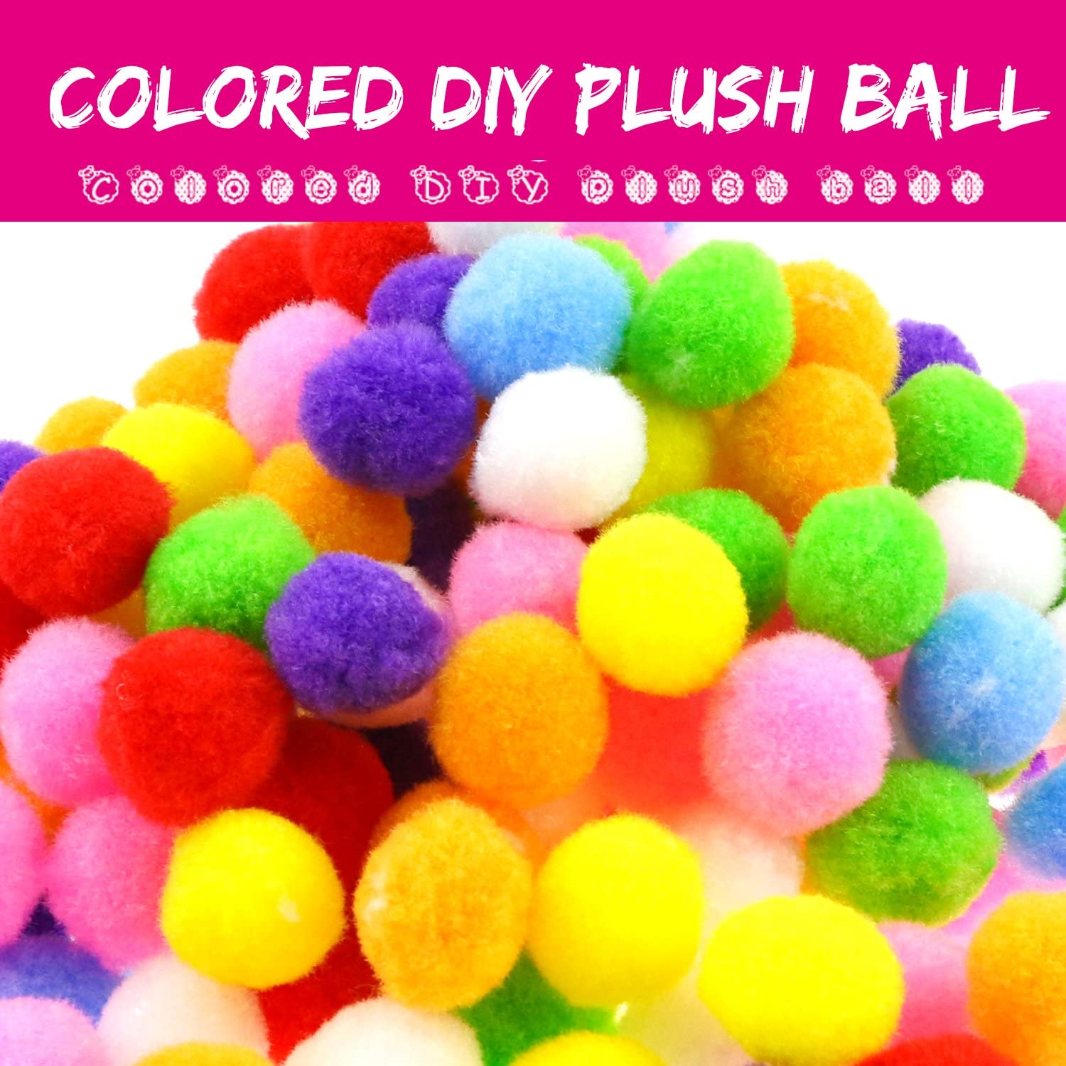Gifort 250pcs Pompoms,Colorful Pompom, Pom Pom Balls Fluffy Plush Balls ...
