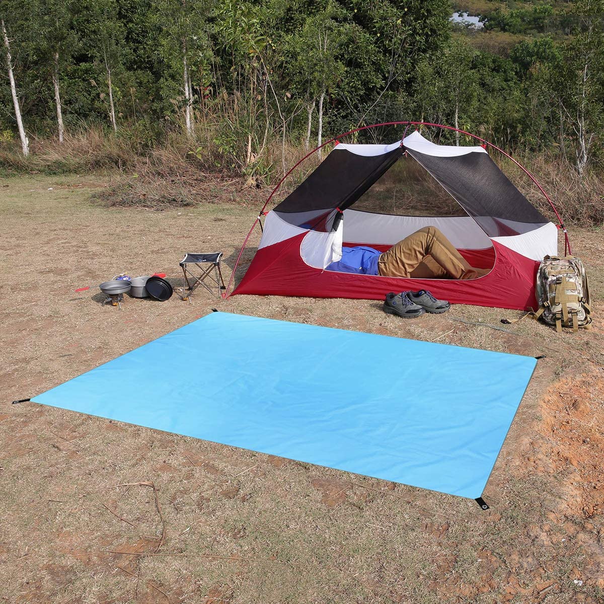 Camping Tent Tarp, Waterproof Tent Footprint Reinforced Eyelets, Anti ...