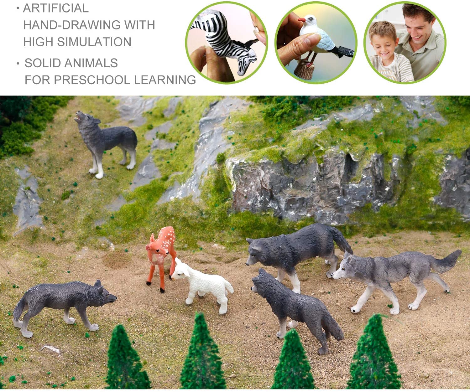 Volnau Wolf Toys Figures Animal Toys 7PCS Wolf Figurines Zoo Pack for ...