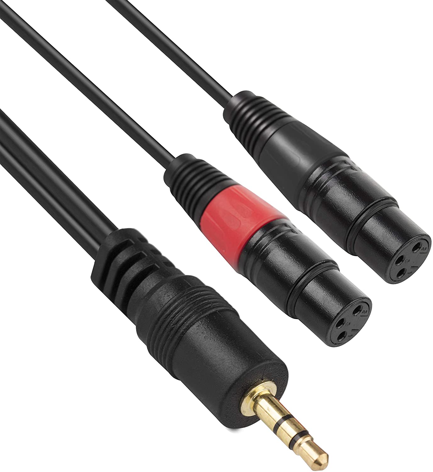 3.5 mm (1/8Inch) mini jack Stereo TRS to Dual XLR 3 pin Female Plug ...