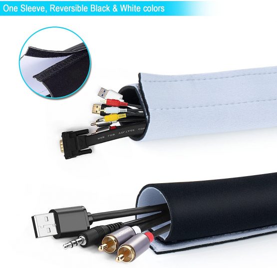 Meersee 3M Cable Management Sleeve Neoprene Flexible Cable Cover Sleeve ...