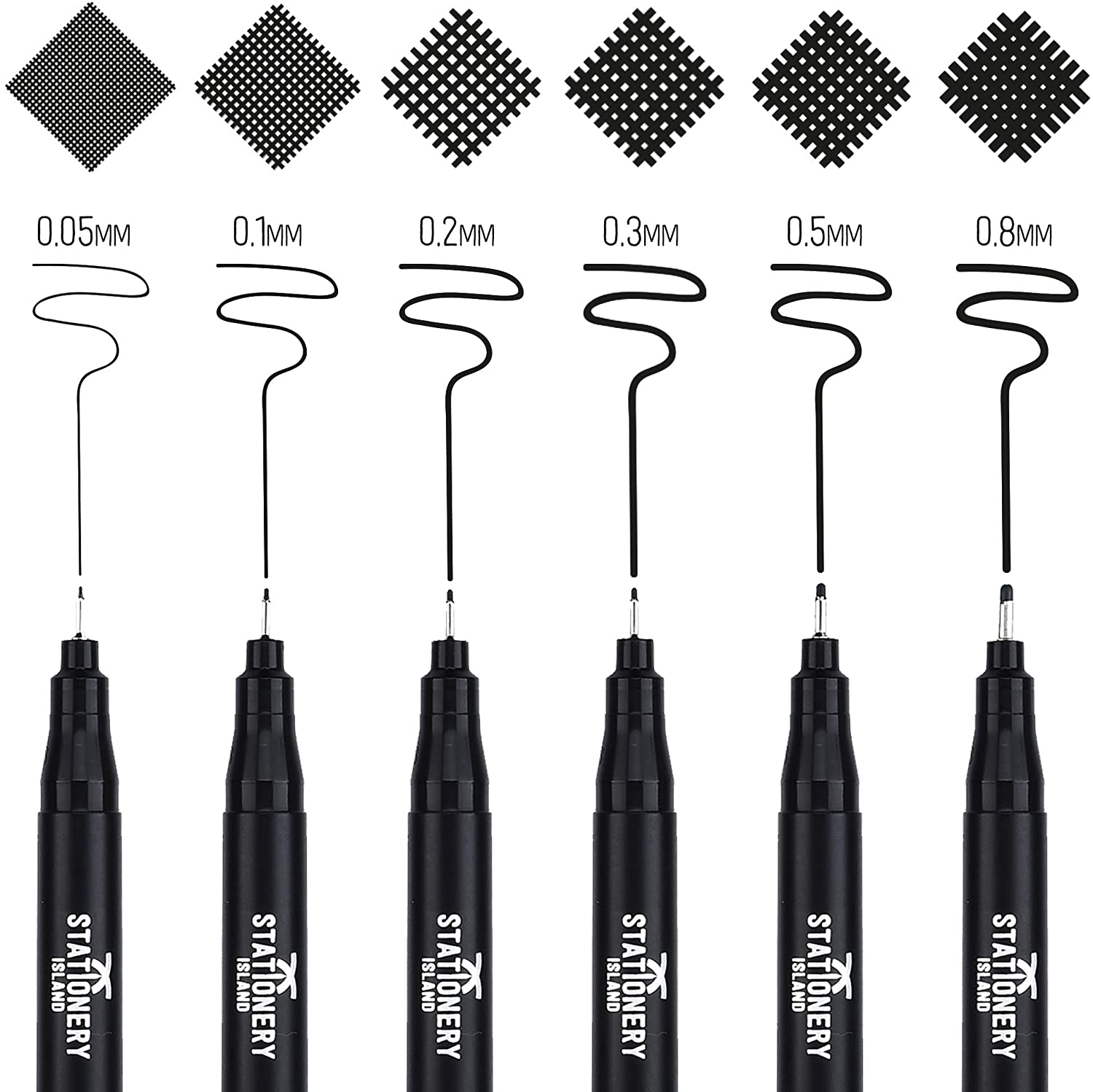 Stationery Island Fineliner Pens Pack Of 6 Black – Assorted Nibs. Fine ...
