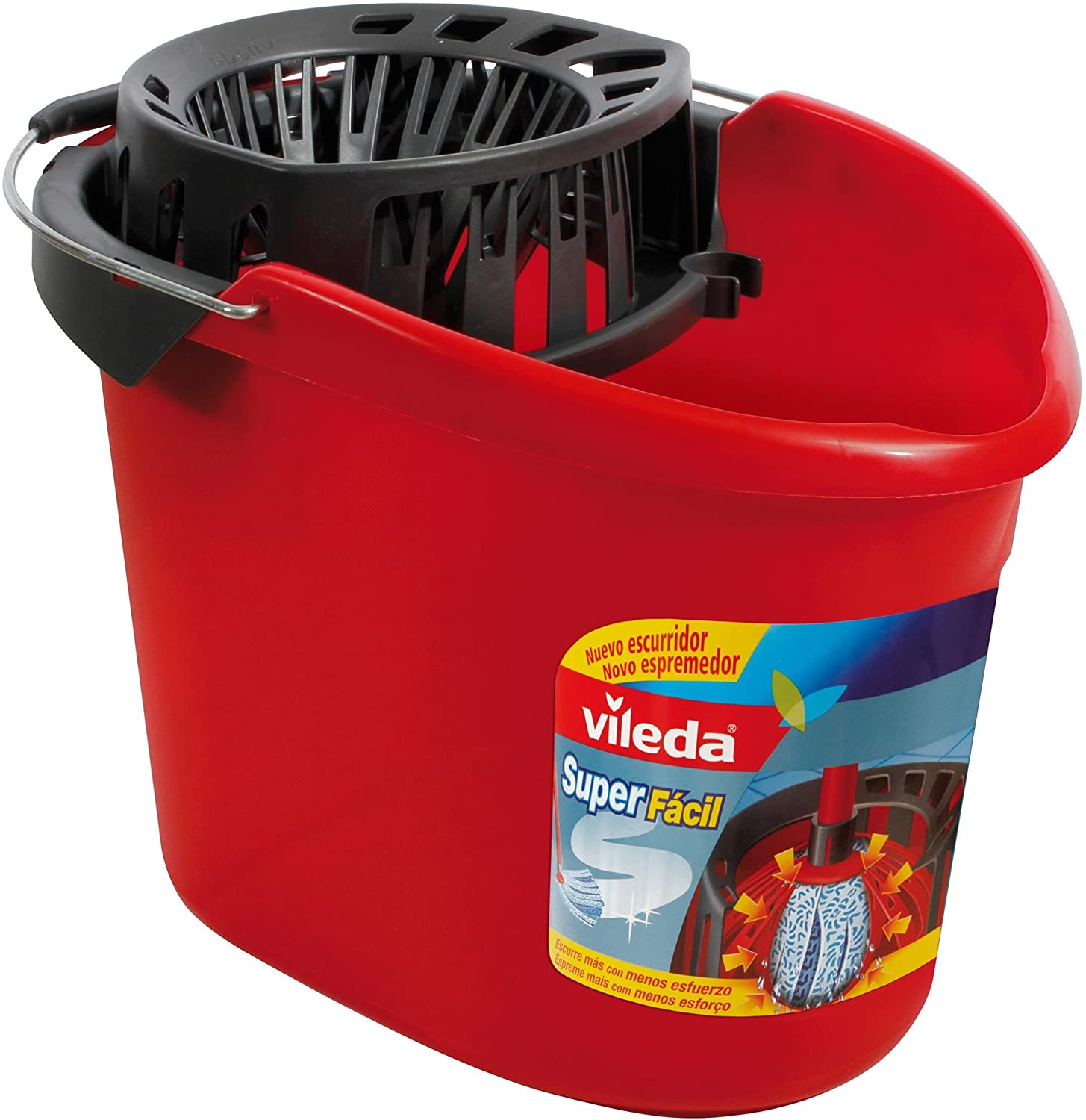 Vileda – Super-Easy Torsion Power Mop Bucket, Red – BigaMart