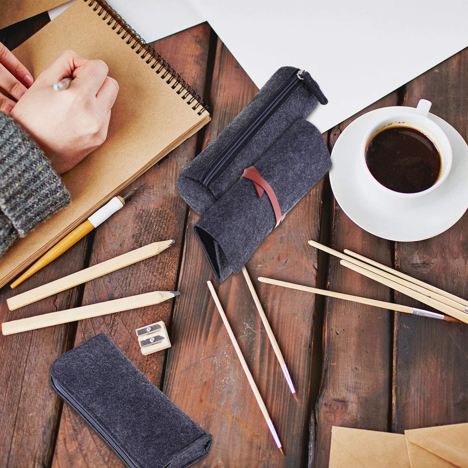 Felt Pencil Cases Multi-Functional Stationery Pouch Felt Pens Bags with ...