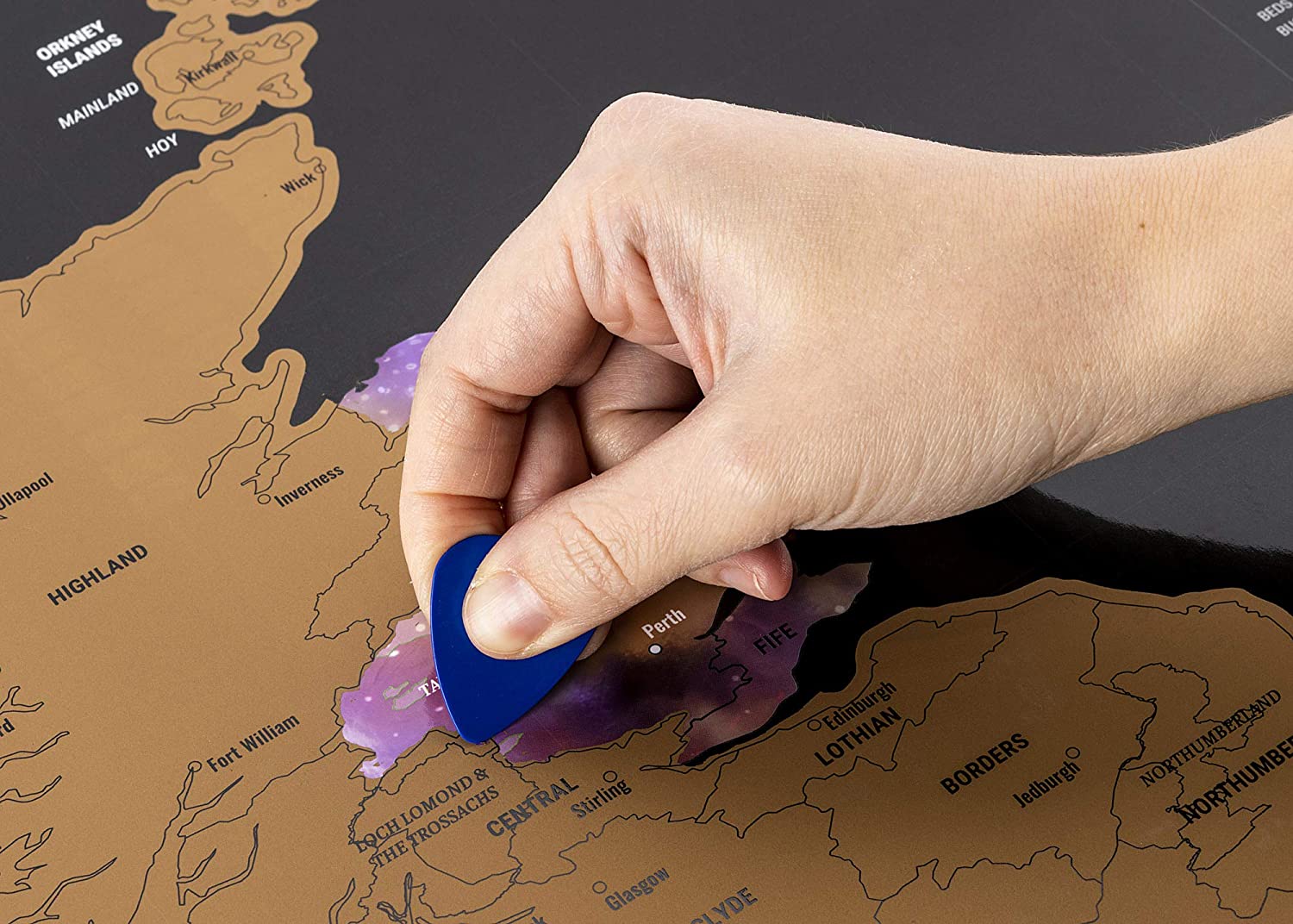 Scratch Off Map UK | A2 Poster + Accessories Kit and Travel Gift Tube ...