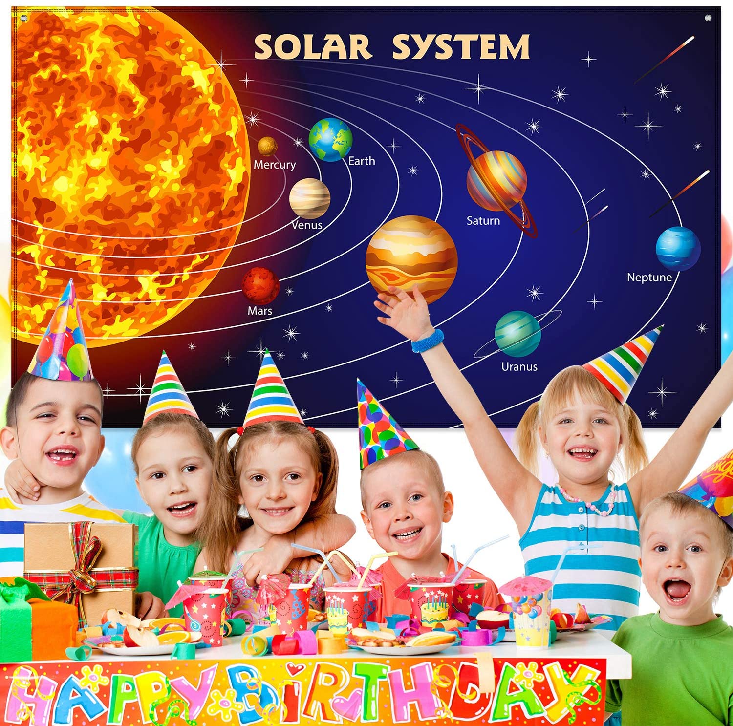 Solar System Party Decorations, Extra Large Fabric Solar System Planets ...