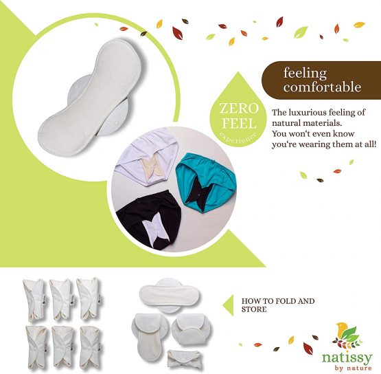 Reusable Panty Liners Thin, 7-Pack (S) Organic Cotton Washable Panty ...