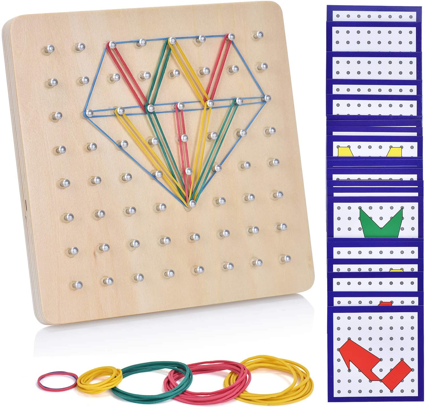 Ulikey Wood Geoboard Set Geometry Board Montessori Board Wood Toy ...
