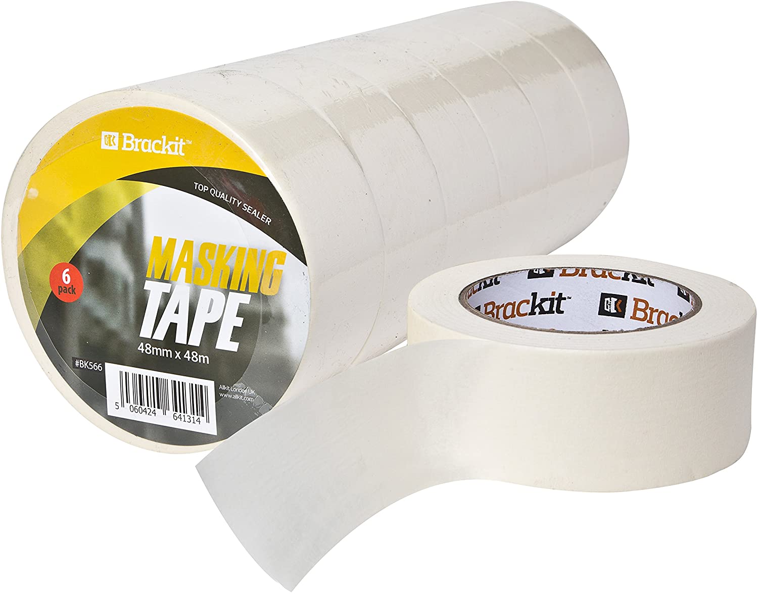 Brackit Easy Removal White Masking Tape | 6 Masking Tape Rolls Bulk ...