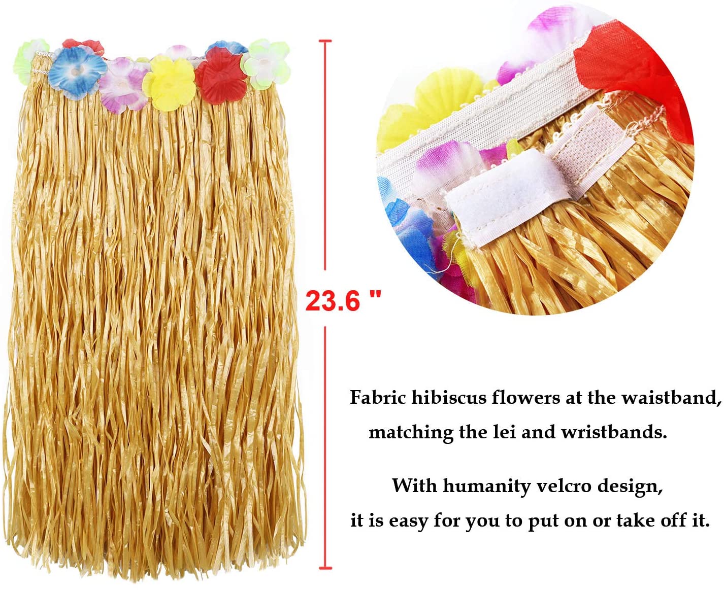 PHOGARY 8PCS Hula Skirt Costume Accessory Kit for Hawaii Luau Party ...