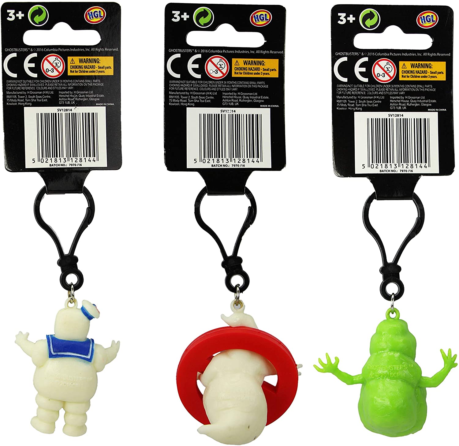 Ghostbusters 5 cm Figure Keyring Set of 3 Logo, Stay Puft Marshmallow ...