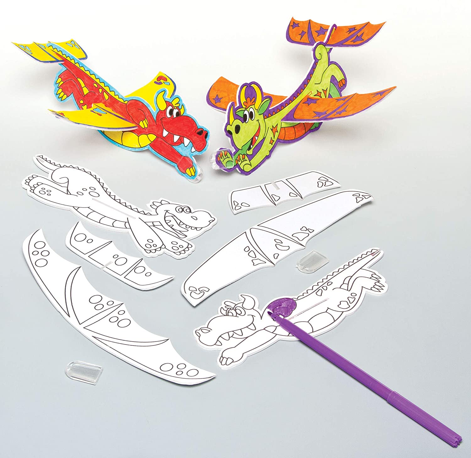 Baker Ross AG754 Dragon Colour-In Gliders (Pack of 6) – BigaMart