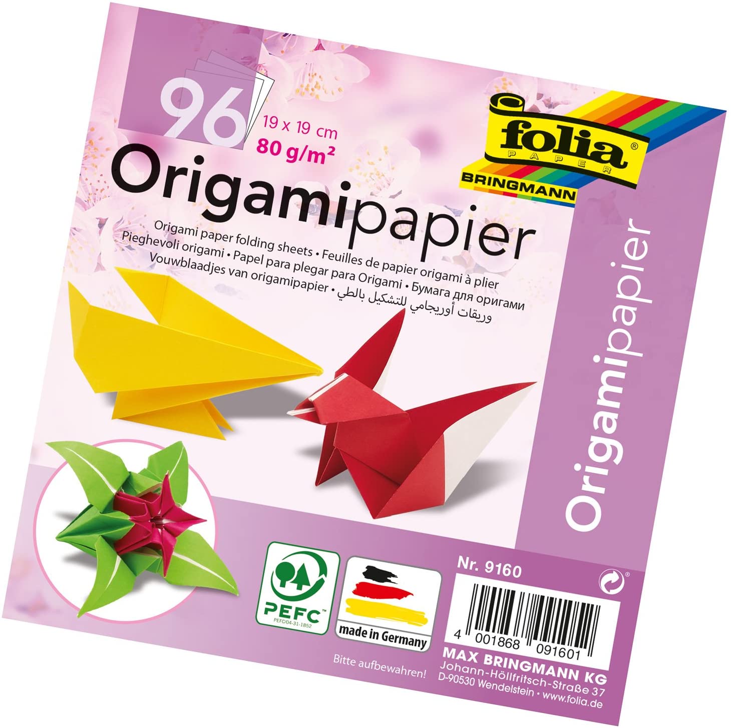 Folia 9160 Folding Origami Paper 19 x 19 cm 96 Sheets – BigaMart
