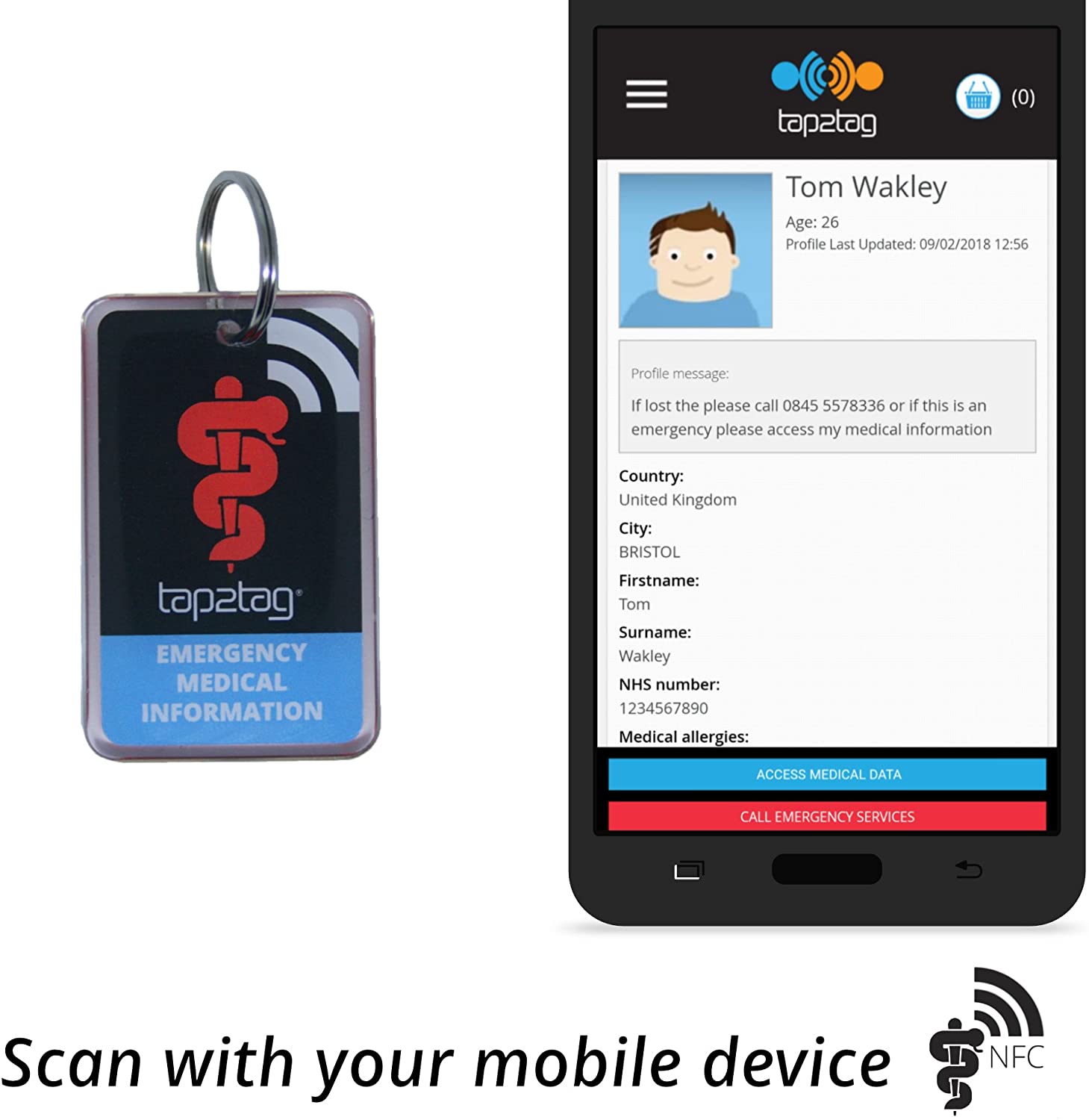 Tap2Tag Medical Alert Key Fob with NFC and QR Code Scanning – BigaMart