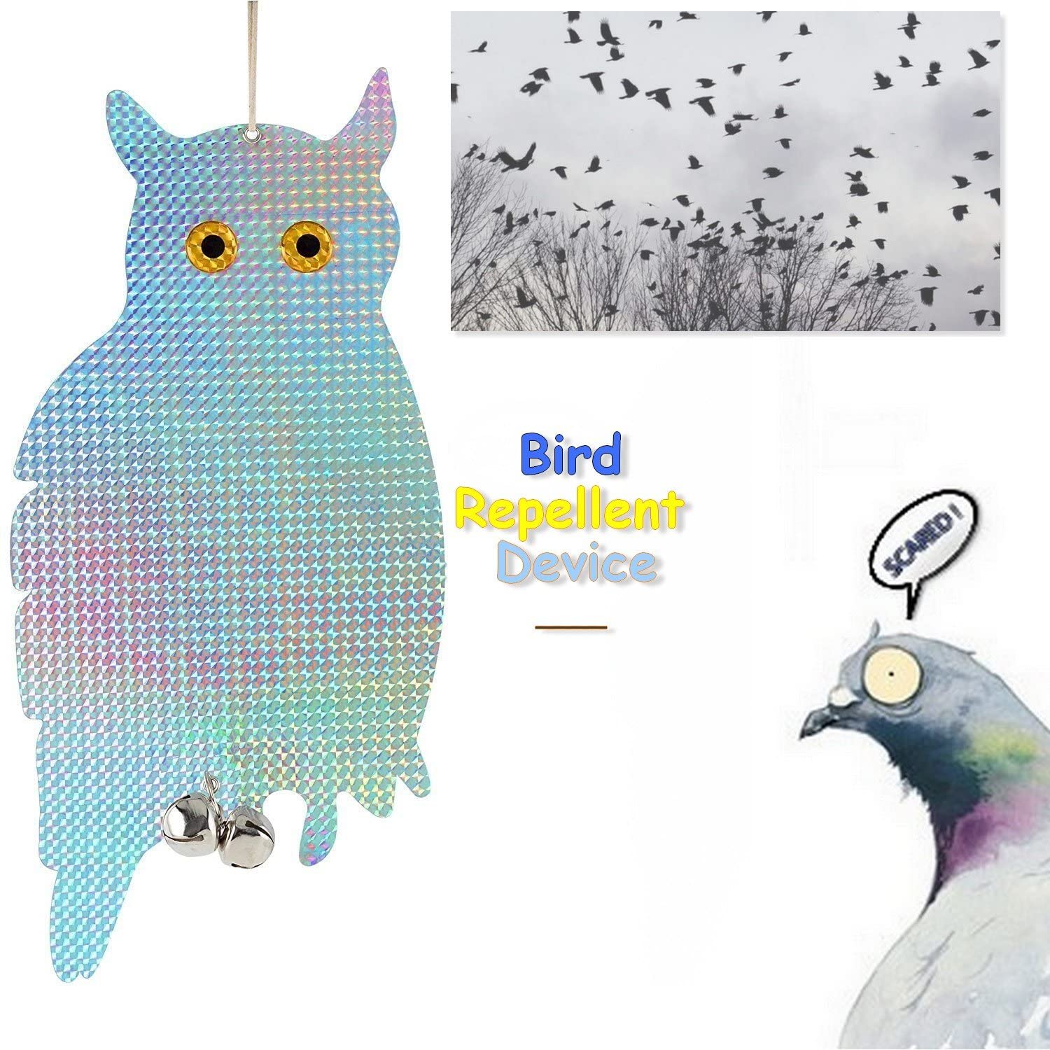 iNeibo Bird Repellent Owl Bird Scared – Simple Reflective Control ...