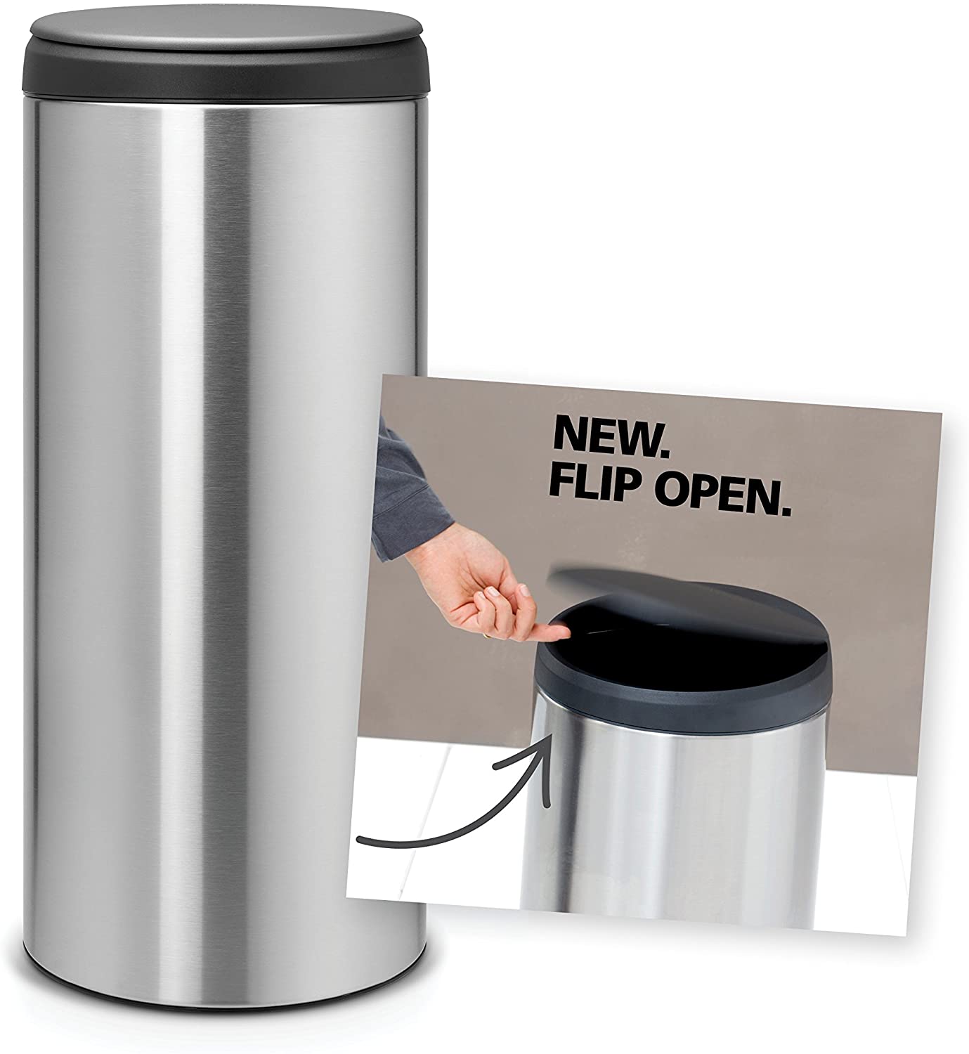 Brabantia FlipBin with Plastic Lid, 30 L – Matt Steel Fingerprint Proof ...