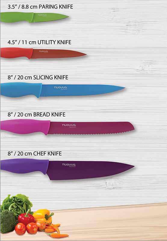 Kitchen Knife Set with Colour Coding 5 Piece Coloured Knives Set ...