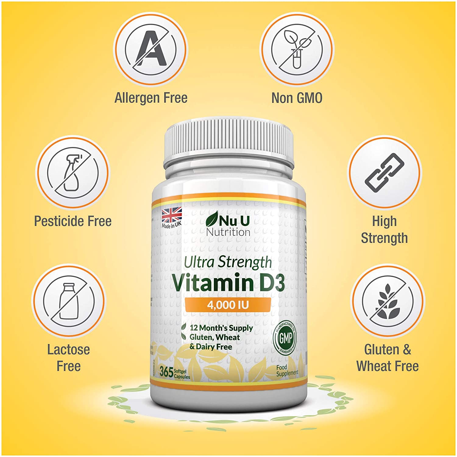 Vitamin D 4000 IU, 365 Softgel Capsules NOT Tablets, Full Year Supply ...