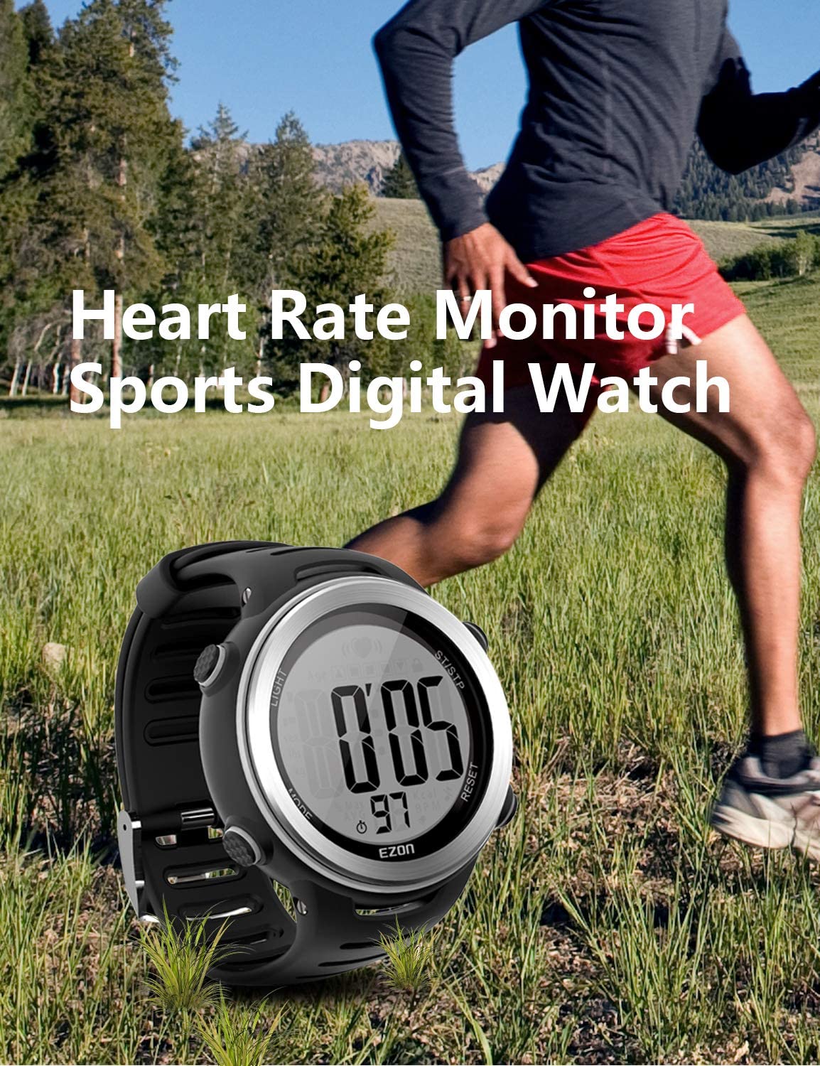EZON Heart Rate Monitor Digital Sports Watch for Outdoor Running with ...