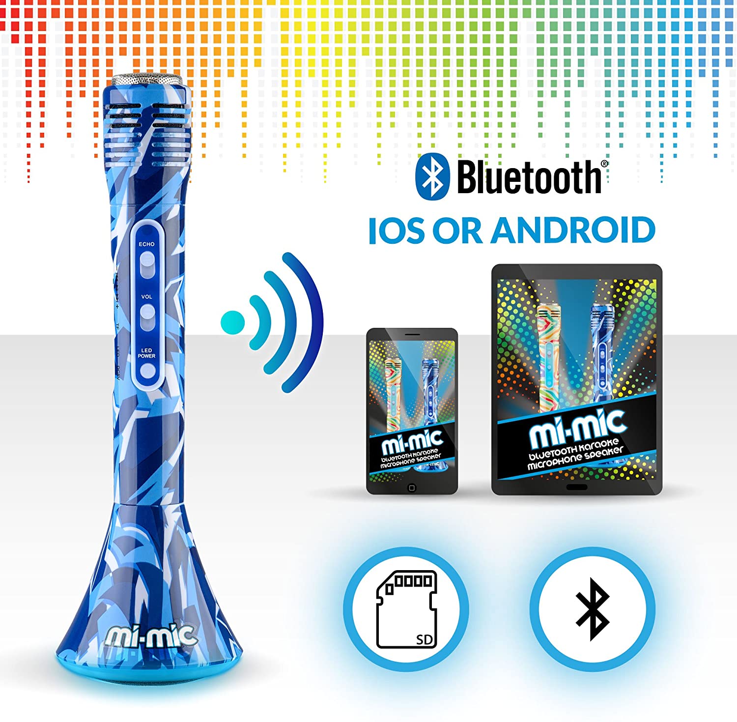 Mi-Mic Kids Karaoke Microphone Speaker with Wireless Bluetooth and LED ...