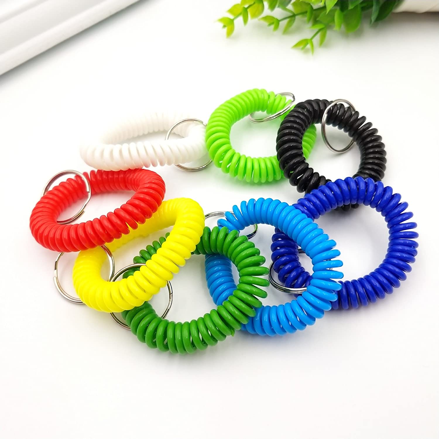 CAREOR Colorful Spring Spiral Coil, Wrist Band Key Ring Chain,Wrist ...
