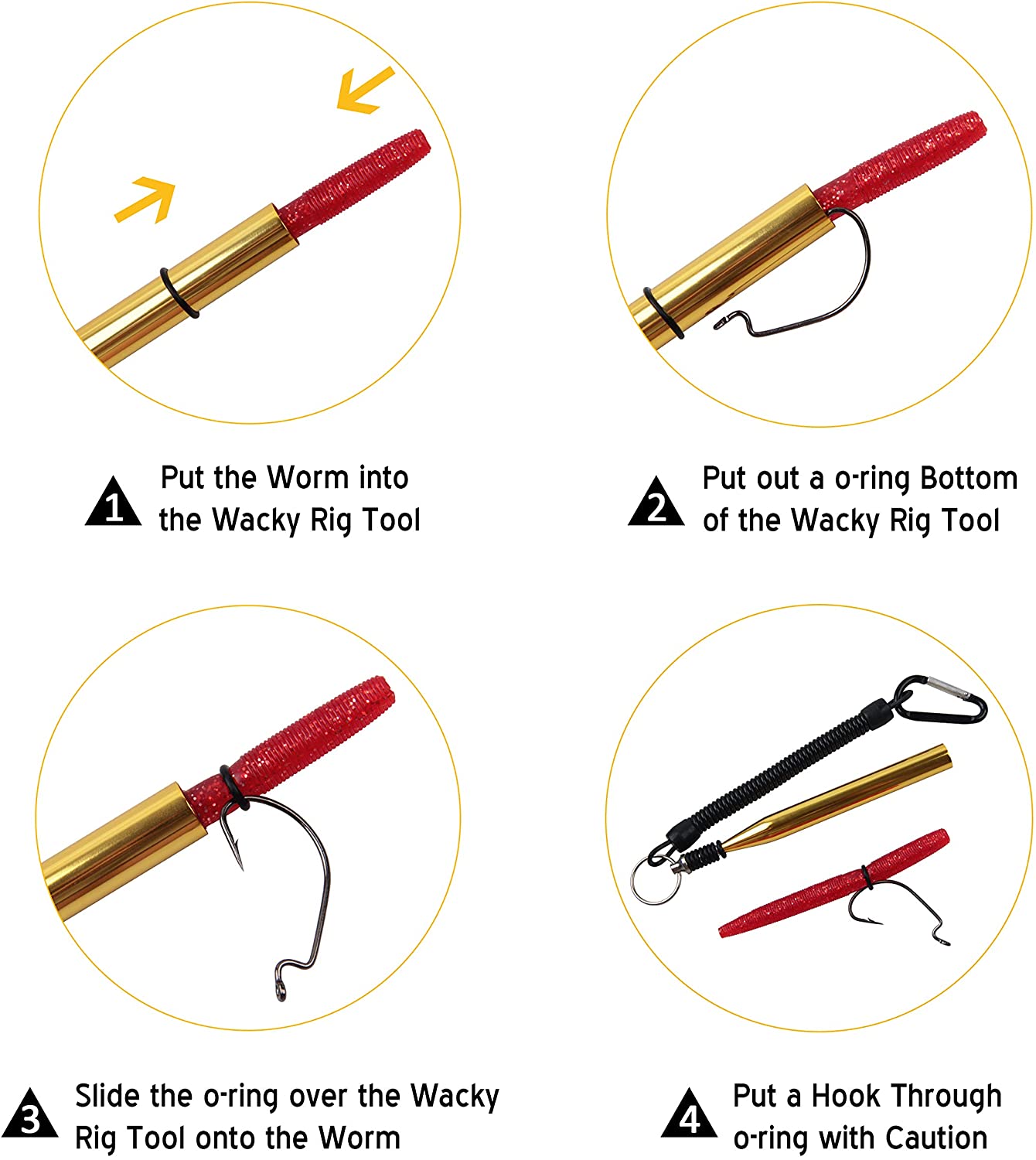 JSHANMEI Wacky Rig Worm Kit, Wacky Rig Tool, Wacky O-Rings, Wacky Jig ...